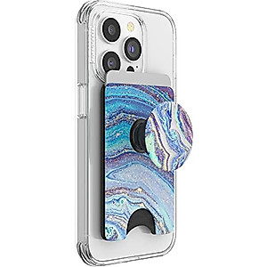 PopSockets Phone Wallet with Expanding Phone Grip, Phone Card Holder - Lilac Agate