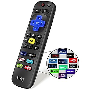 1-clicktech Remote for Roku TV and Roku Box [2-in-1 w/TV Power+Volume] Compatible for Roku Express/+, Roku Ultra, Premiere, 4/3/2/1 [Not for Roku Stick]
