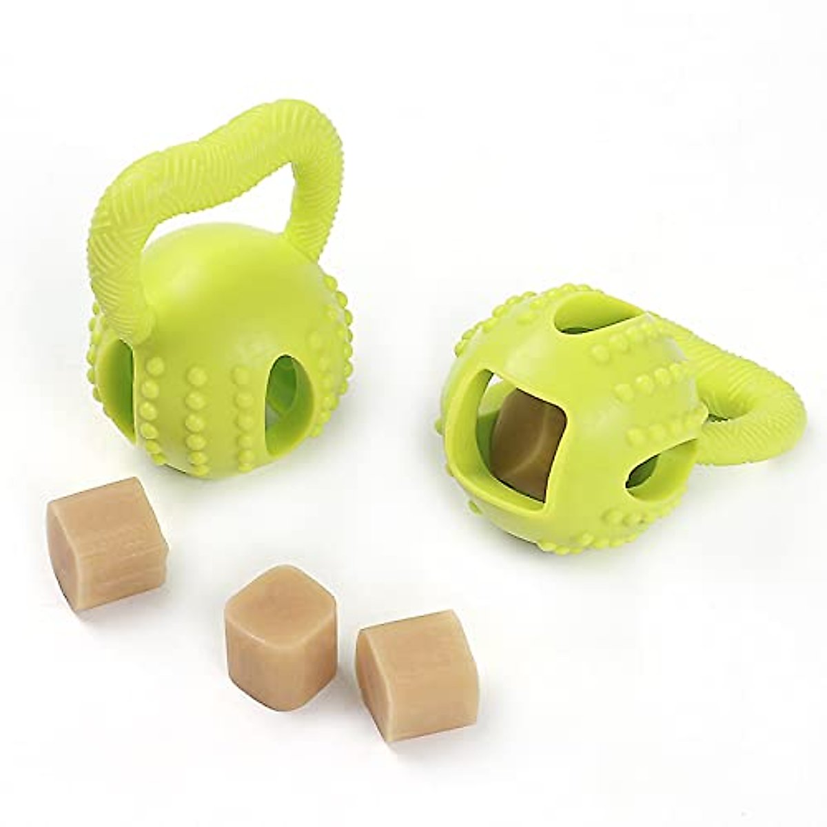 Dog Rope Toys for Aggressive Chewers Square Ring Interactive TPR Chew Toy with Cheese for Dogs Teeth Cleaning and Puzzle Solving Dog Toys (Green, One Size)