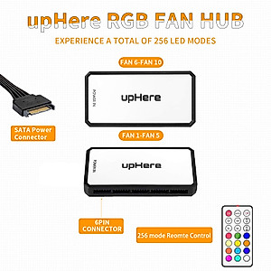 upHere 120mm RGB LED White PC Cooling Fan Ultra Quiet High Airflow for PC Cases,Computer Cooling,5 Pack,RGB06-5