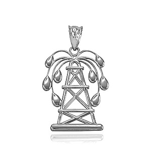 Gushing Oil Well Charm Pendant 925 Sterling Silver