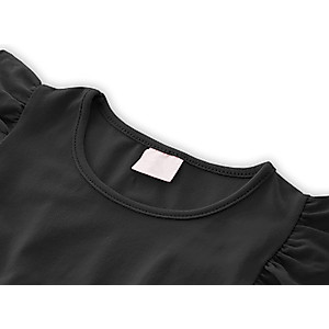 JNKLWPJS Girls Tutu Dress Toddler Ruffle Sleeve Princess Party Tulle Sundress Black 100CM