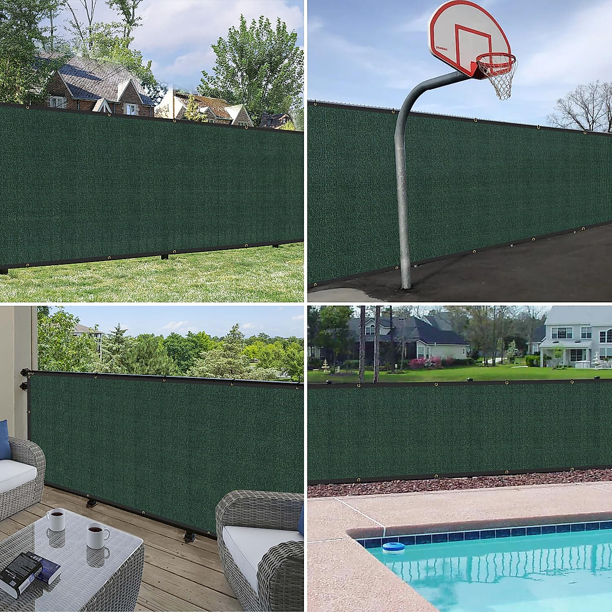 Windscreen4less 4' x 50' Privacy Fence Screen Heavy Duty Windscreen Fencing Cover Windblock Mesh Fabric Shade Cloth with Brass Grommtes for Garden Yard Pool Deck Carport Construction, Green
