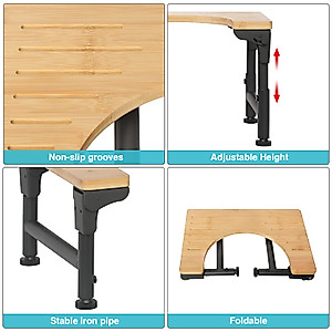 Bamboo Toilet Stool Iron 7''&8''&9'' Adjustable Heights Foldable Iron Toilet Assistance Poop Steps with Non-Slip Layer for Adults Children Pregnant Women Old Bathroom New Upgrade