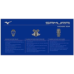 Mizuno Samurai Adult Baseball Boxed Catcher's Gear Set , Black-Grey, 15" Men's Adult