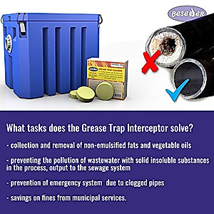 Commercial Grease Interceptor Trap 20 lb - Plastic Grease Trap Under Sink for Restaurant Cafe - Under Sink Grease Trap 10 GPM - Waste Water Oil-water Separator for Restaurant - Grease Trap plastic