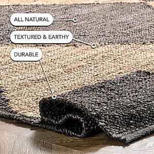 nuLOOM Pandora Diamond Jute Area Rug - 8x10, Global Inspired Black/Ivory Neutral Rug for Dining, Living, Kitchen