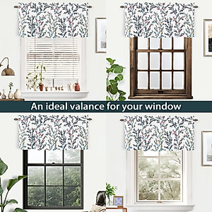 DriftAway Jasmine Watercolor Branch Botanical Thermal Insulated Energy Saving Window Curtain Valance for Living Room Bedroom Kitchen 2 Layers 52 Inch by 18 Inch Plus 2 Inch Header Multi 1 Pack