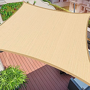 Patio Sun Shade Sail 12' x 16' Rectangle: UV Block Canopy Sunshade Cover - 185 GSM Thicker Sail Shade for Deck Pergola Garden Backyard Outdoor