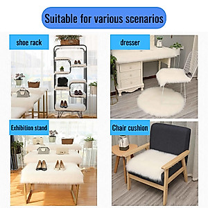 NINGDAN 14x10 inches 1pcs Rectangle Faux Fur Plush Cushion, Area Rugs Fluffy Carpet Mini Small Size Fit,for Tabletop Photography,Home Decor,Product Display,Locker Accessories for Girls (White)