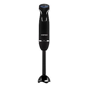 Chefman Immersion Blender 300-Watt Turbo 12 Speed Stick Hand Blender, Powerful Ice Crushing Design Purees Smoothies, Sauces & Soups, Detachable Heat Resistant Plastic Blade Guard Protects Pots, Black
