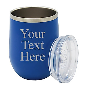 My Personal Memories, Personalized Insulated Wine Tumbler - Custom Monogrammed Stemless Wine Cup - Your Text Here (Deep Blue)