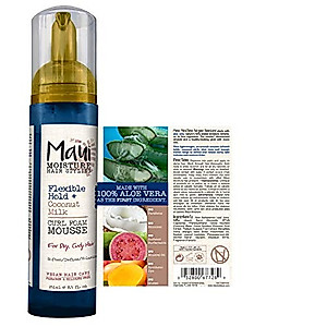 Maui Moisture Flexible Hold + Coconut Milk Curl Foam Mousse, for Curly Hair Styling, No Drying Alcohols, Parabens or Silicone, 8.5oz