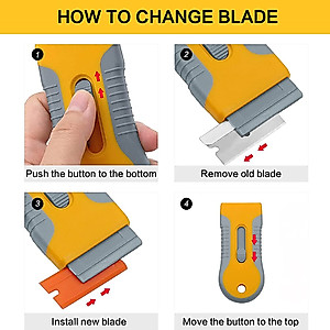 2 Pack-Razor Blade Scraper,Glass Cooktop Scraper with 15 Metal&Plastic Blades, Paint&Window Scraper, Car Decal Sticker Remover, Stovetop Razor blade holder Scraper Tool for Glass Labels,Glue,Caulk