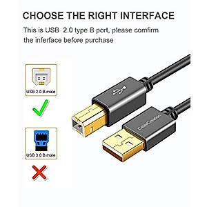 CableCreation USB Printer Cable 5FT, USB 2.0 Printer Cable to Computer, USB A to USB B Printer Cord for HP, Brother, Epson, Canon, Piano, Dac, Aluminum Case, Black 1.5m