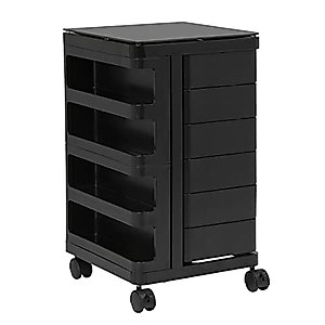 SD STUDIO DESIGNS Kubx Rotating 4-Sided Mobile Storage Organizer with Glass Top Multiple Compartments