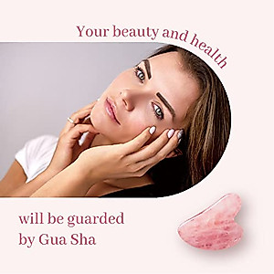 Rena Chris Rose Quartz Gua Sha, Natural Jade Facial Tools for SPA Acupuncture, Pink Stone for Body Face Neck and Eye, Skin Care Gift for Woman