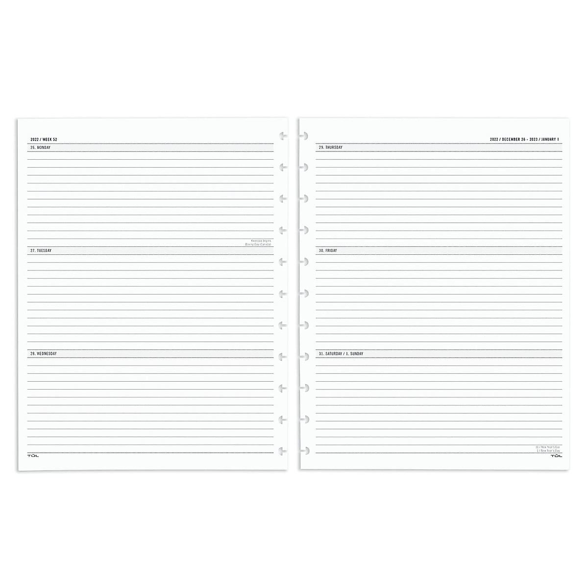 TUL® Discbound Weekly/Monthly Refill Pages, Letter Size, January to December 2023