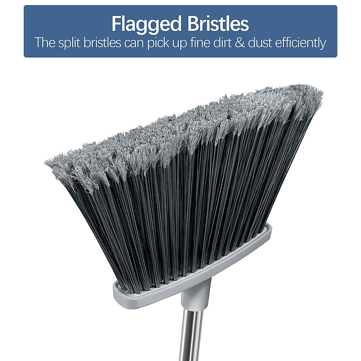 Broom for Outdoor Indoor, Folews Heavy Duty Broom 56 Inch Long Handle Angle Broom for Sweeping Kitchen Shop House Office Commercial Broom