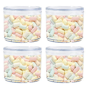 novelinks 40 Pack 8 Ounce Clear Plastic Pot Jars with Lids - Refillable Leak Proof Plastic Container Jars for Travel Storage & Household Storage (Circular)