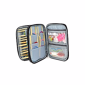 Ciieeo Travel Divider Inner with for Organizer Bag Portable Caddy Pouch Multi-Function Hooks Sweater Weave Oxford Sewing Crochet Tote Accessories Yarn Handmade Needles Case Hook Knitting