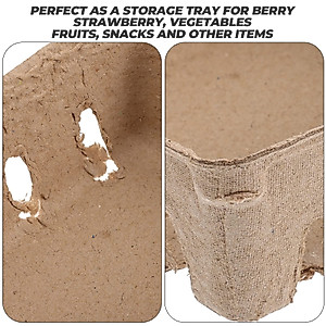 GANAZONO Bushel Basket 50pcs Square Paper Berry Basket Pulp Fiber Produce Vented Container Holder Box Fruit Tray for Fruit Vegetable Farmer Market Grocery Packaging Desktop Stand