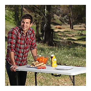 Lifetime Height Adjustable Craft Camping and Utility Folding Table, 4 Foot, 4'/48 x 24, White Granite