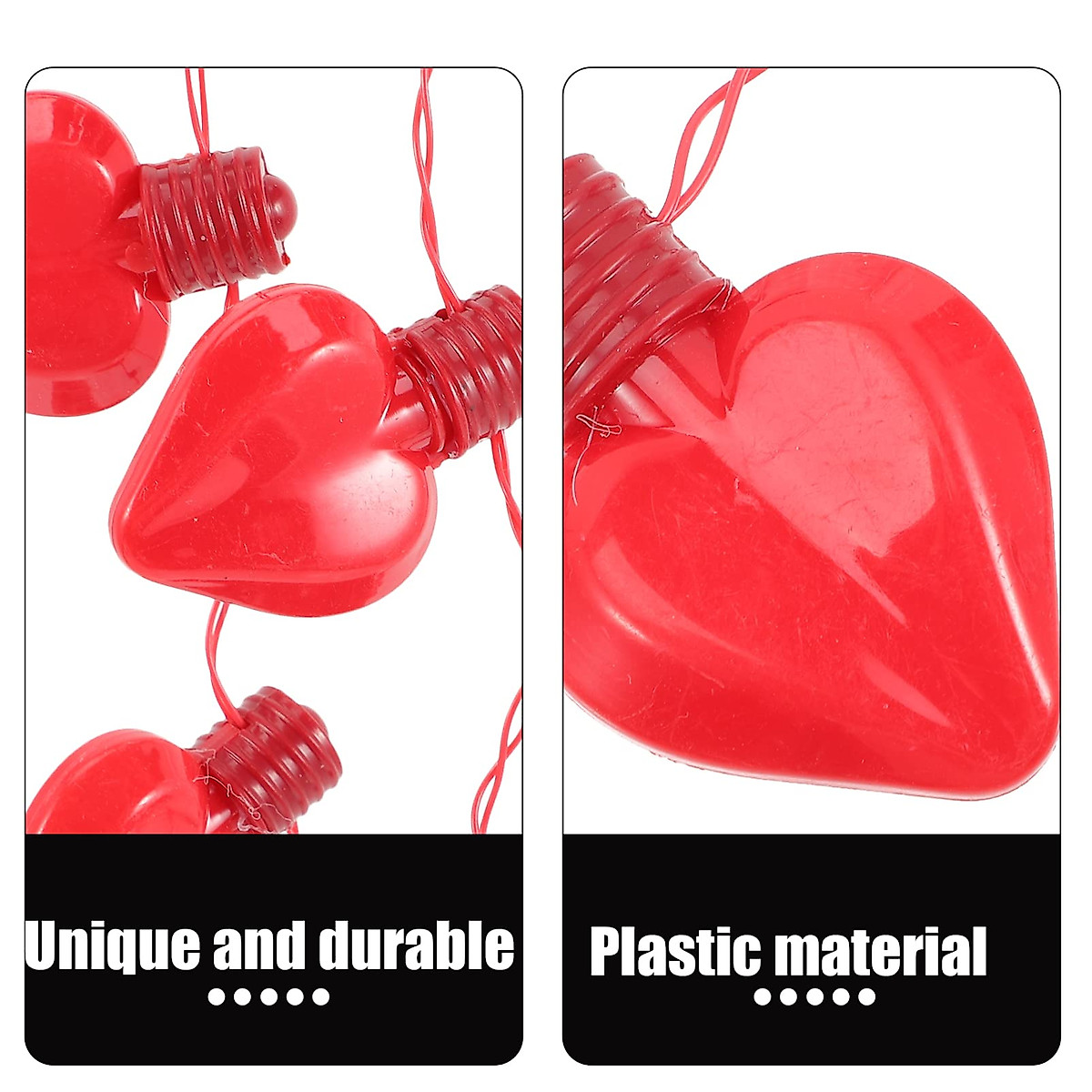 Glowing Heart Shaped Bulb Necklace Led Light up Necklace Valentines Red Love Heart Necklace Glow in The Dark Led Light Bulbs for Kids Adults Wedding Valentines Day Party Decor