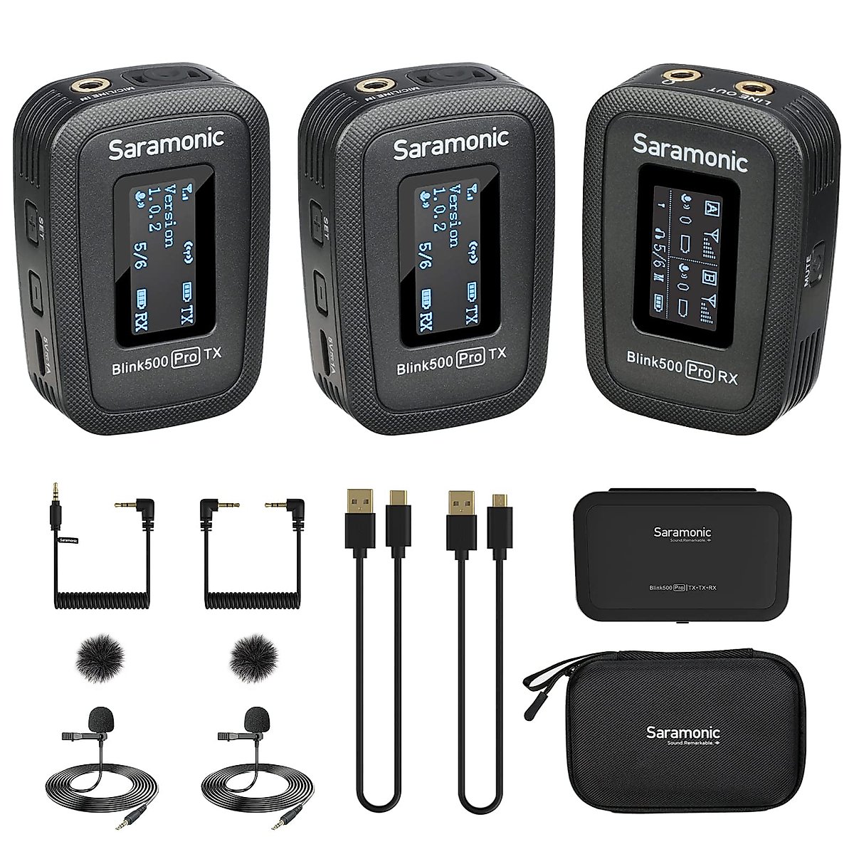 Saramonic Upgraded Blink500 Pro B2 2.4GHz Dual-Channel Wireless Lavalier Microphone for DSLR Video Camera Android iPhone Tablet PC Computer Recording Facebook YouTube Podcast Vlog Interview (B2)