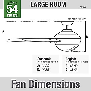 Hunter Fan Company, 50780, 54 inch Leti Noble Bronze Ceiling Fan with LED Light Kit and Wall Control