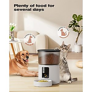Automatic Cat Feeder: 2.4G/5G Cat Food Dispenser - Cat Feeder with 1-10 Meals - WiFi Cat Feeder Automatic - APP Control - Cat Automatic Feeders - Auto Cat Feeder - 3L Pet Feeder - BEMOONY White