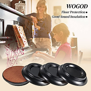 Piano Caster Cups Leg Floor Protectors WOGOD Upright Piano Caster Cups Felt Bottom Leg Pads for Wood Floor Furniture …