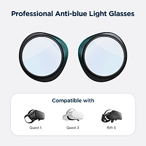 KIWI design Blue Light Blocking Glasses, VR Lens Protector Accessories Compatible with Quest 2, Anti-Glare and Protect Your Eyes from Harmful Blue Light (1 Pair)