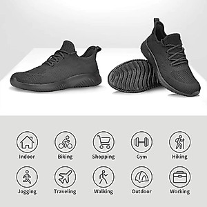 Slip On Sneakers for Women-Fashion Sneakers Walking Shoes Non Slip Lightweight Breathable Mesh Running Shoes Comfortable All Black 9