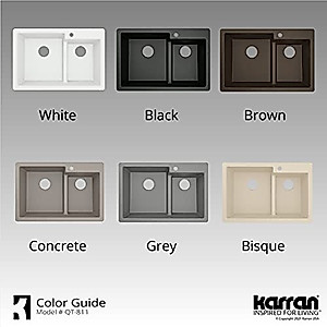 Karran QT-811 33" Top Mount Large/Small Bowl Quartz Kitchen Sink Kit in Brown