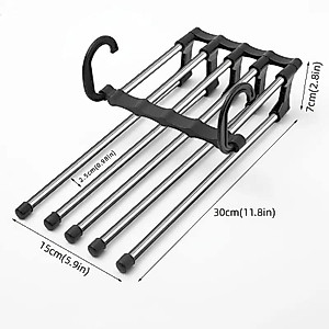 5 in 1 Stainless Steel Pants Hanger, Folding Storage Rack Trousers Hanger (White)