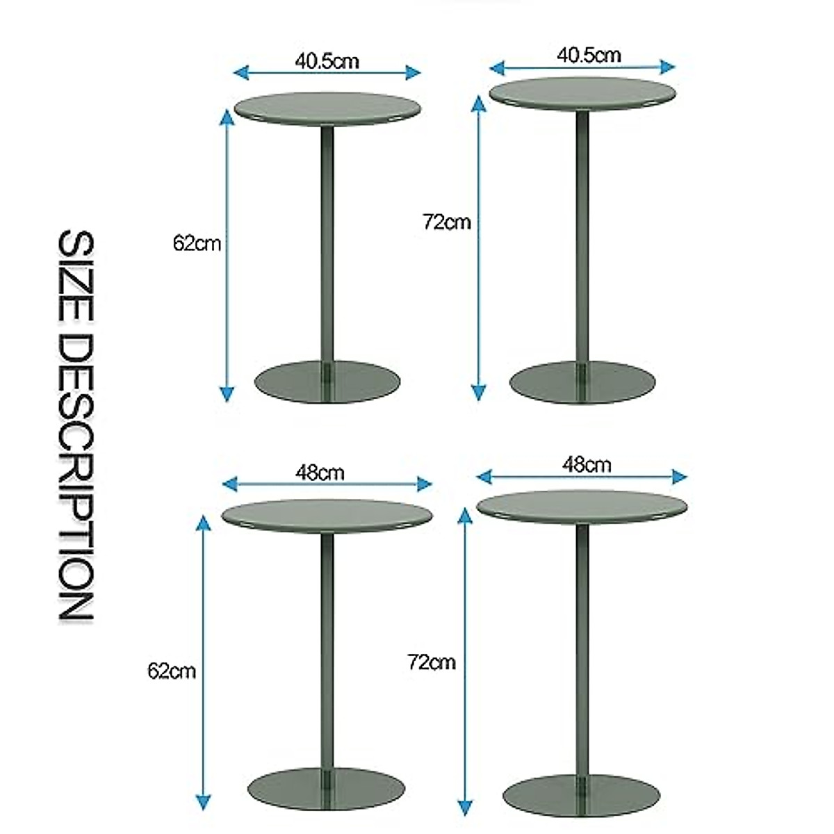 Modern Round Green Table with Metal Iron Table Top and Sturdy Base Pedestal Table, Kitchen Table for 2-4 Person for Small Space Home Leisure Table (Size : 40.5 x 62cm)