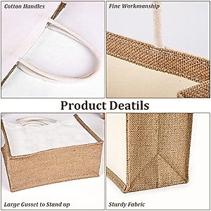 Lebenikon Jute Bag 6 Pack Burlap Tote Bags with Handles Large Jute Tote Bag In Bulk Jute Bags Full Gusset for Women for Bridesmaid Gifts for Wedding Gift Travel DIY Beach Shopping Mothers Day Bag