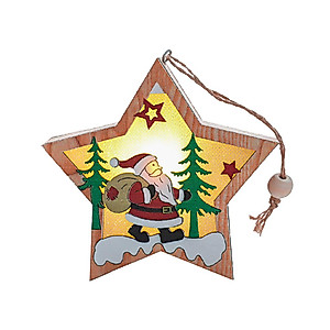 QAZIUY 2023 Christmas Tree Ornaments Acrylic Christmas Ornaments Wooden Glowing Christmas Pendant Star Decorations Five-Pointed Scene Home Decor for Xmas Tree Decor Holiday Wedding Party Decoration