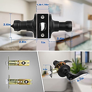 MONKEMON 4 Pack Black Door Handle Wave Style Privacy Door Lever for Bedroom & Bathroom, Interior Door Handle with Lock Keyless, Reversible Handles Set for Left & Right Door