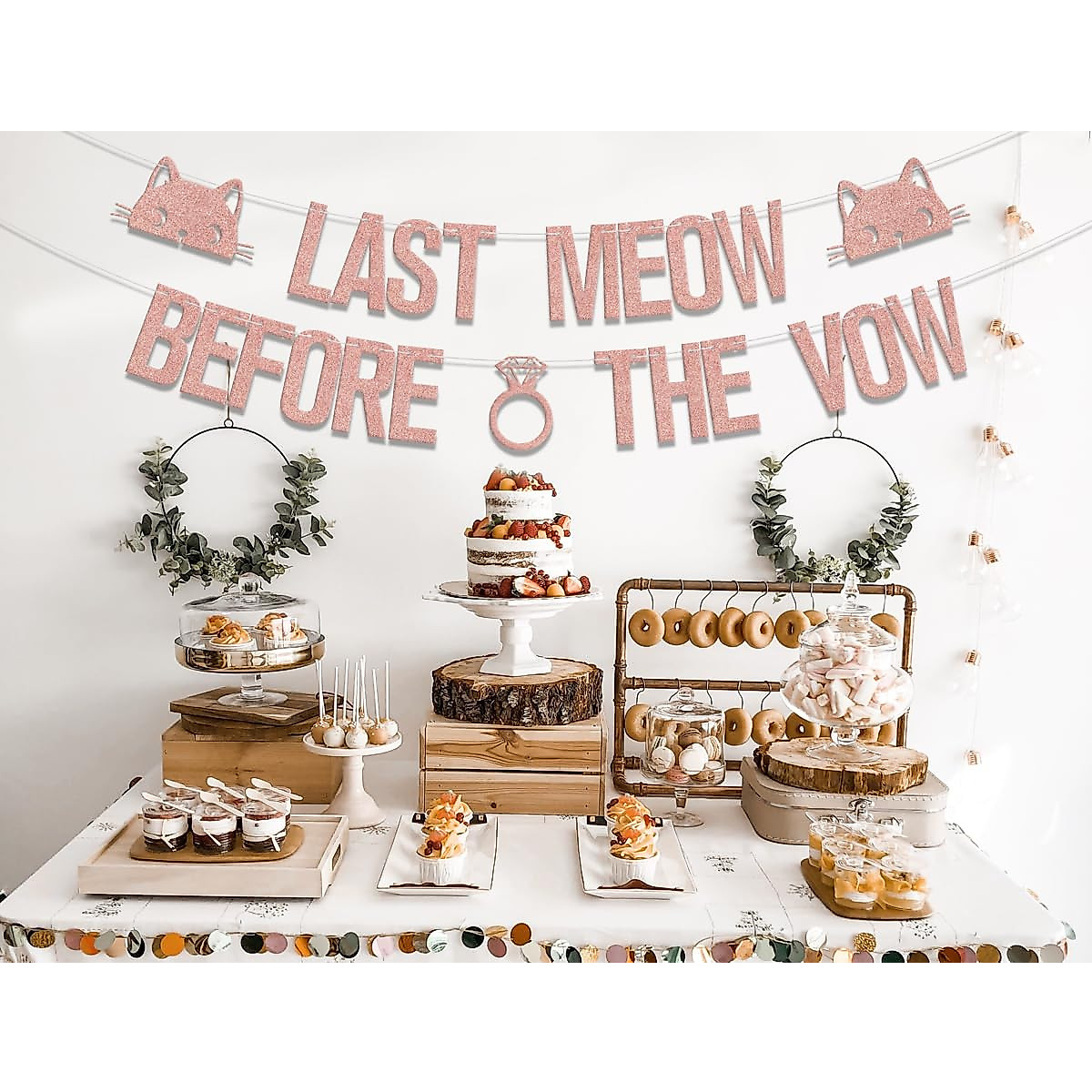 Last Meow Before the Vow Banner, Cat Themed Bachelorette Party Decorations, Bridal Shower Engagement Party Decorations, Hen Wedding Party Supplies Rose Gold