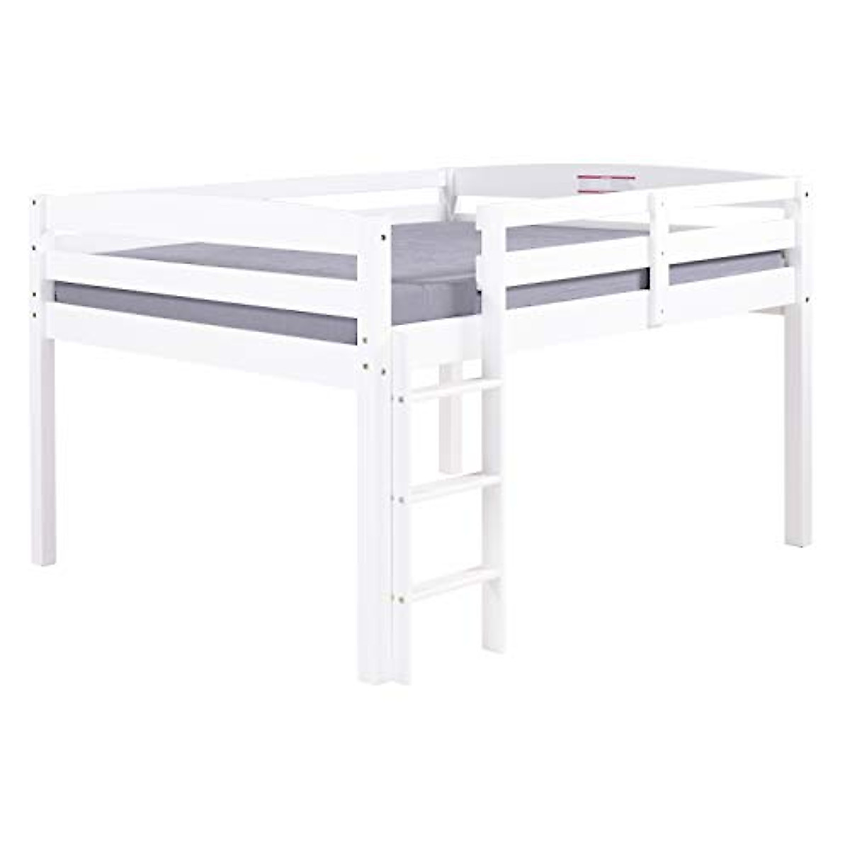 Camaflexi Tribeca Solid Wood Low Loft Bed Frame / 14 Wood Slats and 2 Center Supports / No Box Spring Necessary / Easy Assembly / Full - White, T1303F