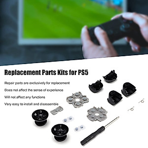 PS5 Controller Replacement Parts Kit for PS5 Handle Conductive Rubber Pad Rocker + 3D Plastic Cap + L12 Replacement Buttons Set Repair Kit