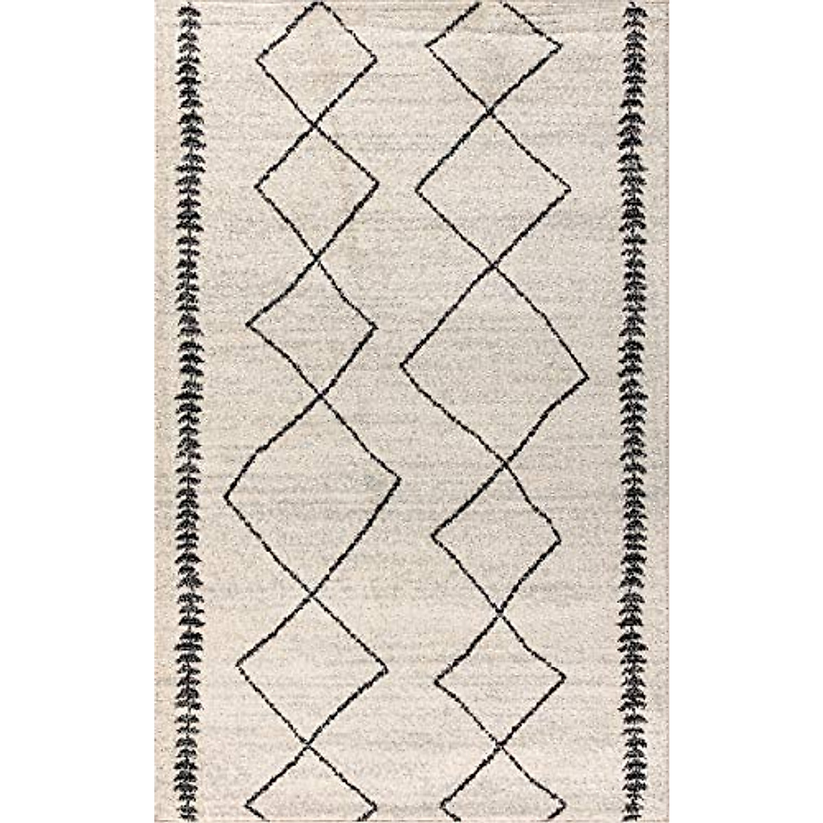 JONATHAN Y MOH203A-8 Zaina Moroccan Beni Souk Indoor Farmhouse Area-Rug Bohemian Minimalistic Geometric Easy-Cleaning Bedroom Kitchen Living Room Non Shedding, 8 X 10, Cream,Black