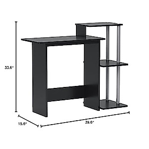 Furinno Efficient Home Laptop Notebook Computer Desk with Square Shelves, Black/Grey