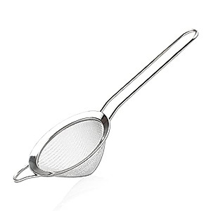 KUFUNG Fine Mesh Sieve Strainer Stainless Steel Cocktail Strainer Food Strainers Tea Strainer Coffee Strainer with Long Handle for Double Straining Utensil (S, Gray)