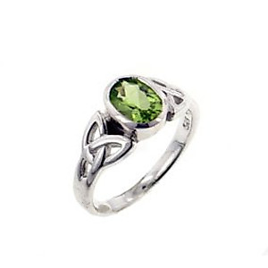 Sterling Silver Celtic Knot and Green Genuine Peridot Ring Size 12(Sizes 4,5,6,7,8,9,10,11,12,13,14,15)
