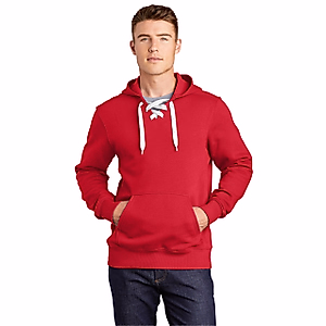 SPORT-TEK Men's Lace Up Pullover Hooded Sweatshirt M Deep Red