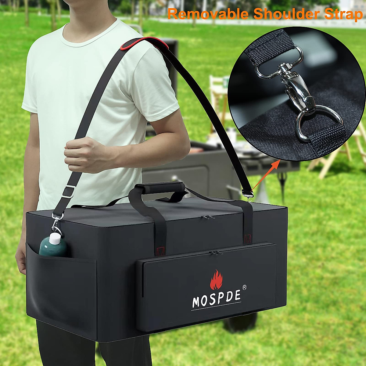 MOSPDE Grill Carry Bag Fits for Ninja OG701 Woodfire Outdoor Grill, Fits Electric Ninja Woodfire Smoker Portable BBQ Grill Travel-600D Heavy Duty Weather Resistant Carrying Bag