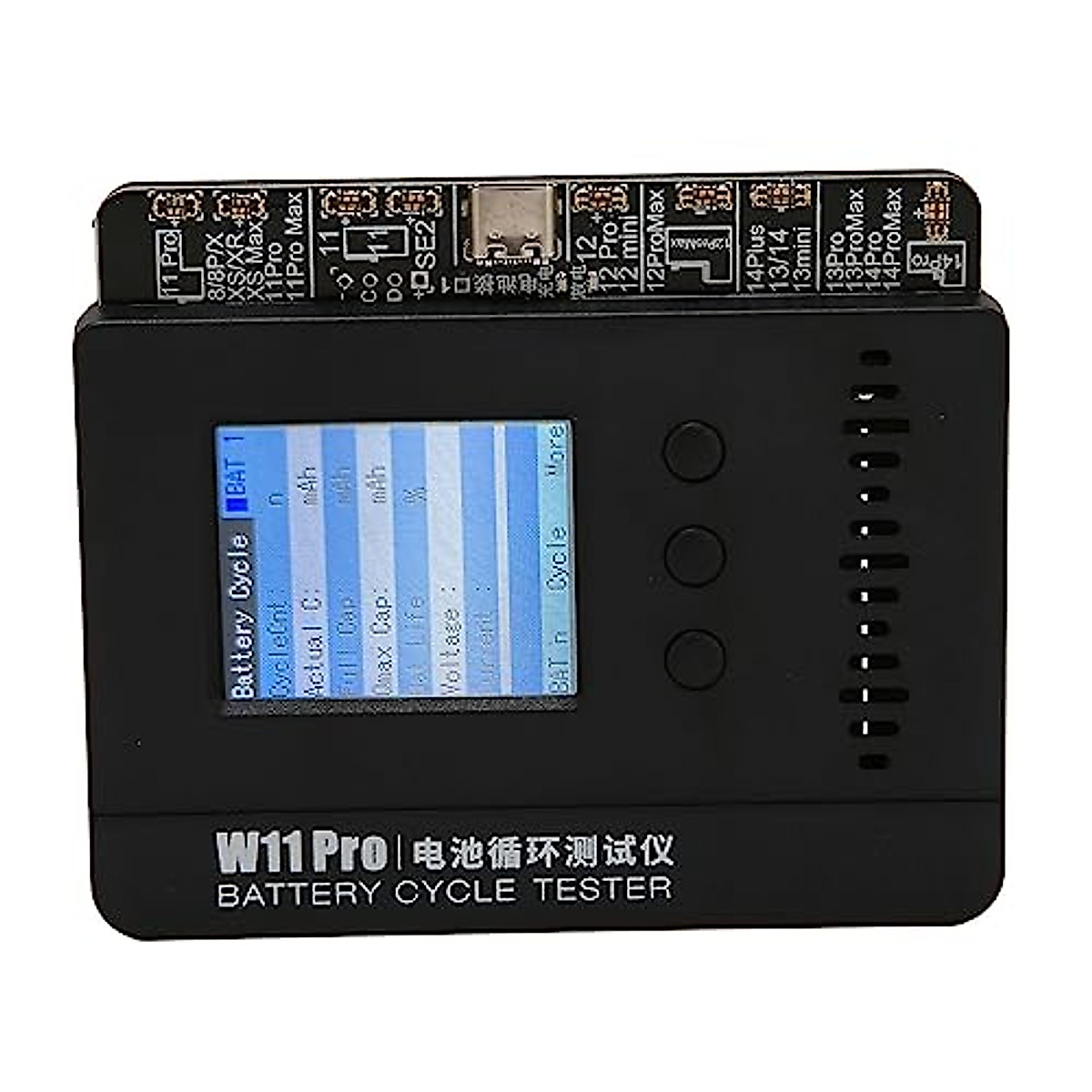 Small Battery Tester, Low Power Plug and Play Supports Dual Operation Mode Battery Cycle Tester 1.8 Inch TFT Screen Professional for Phone Batteries (US Plug)